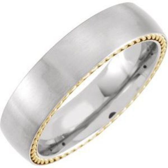 Kazi Luxury | Jewelry | Titanium 6 Mm Domed Band With Yellow Gold Pvd ...